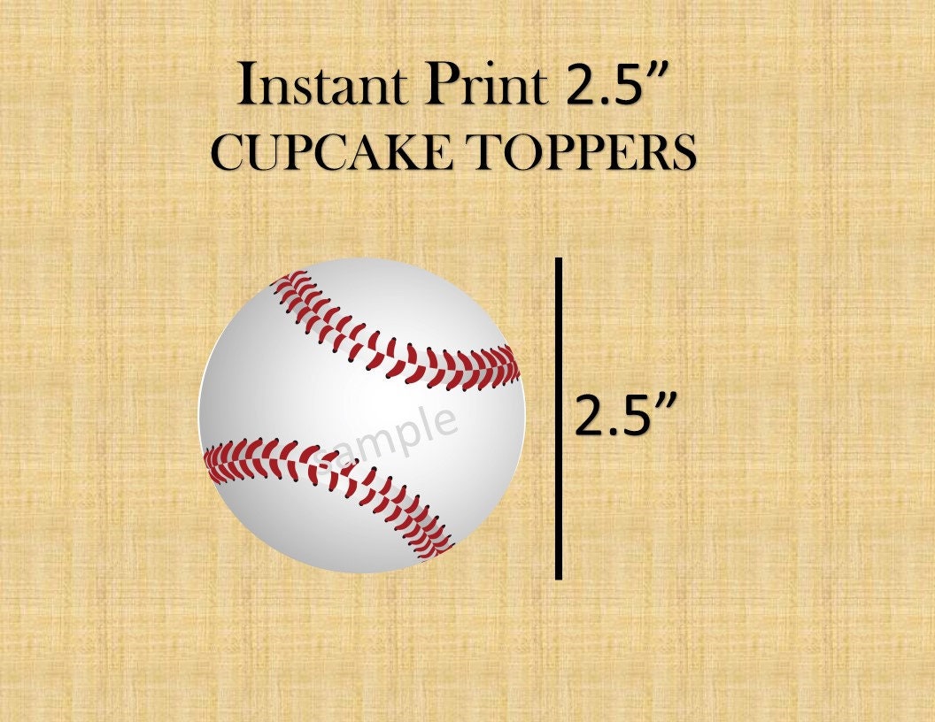 Baseball CUPCAKE Topper INSTANT DOWNLOAD/ Printable Cake Topper Tags ...