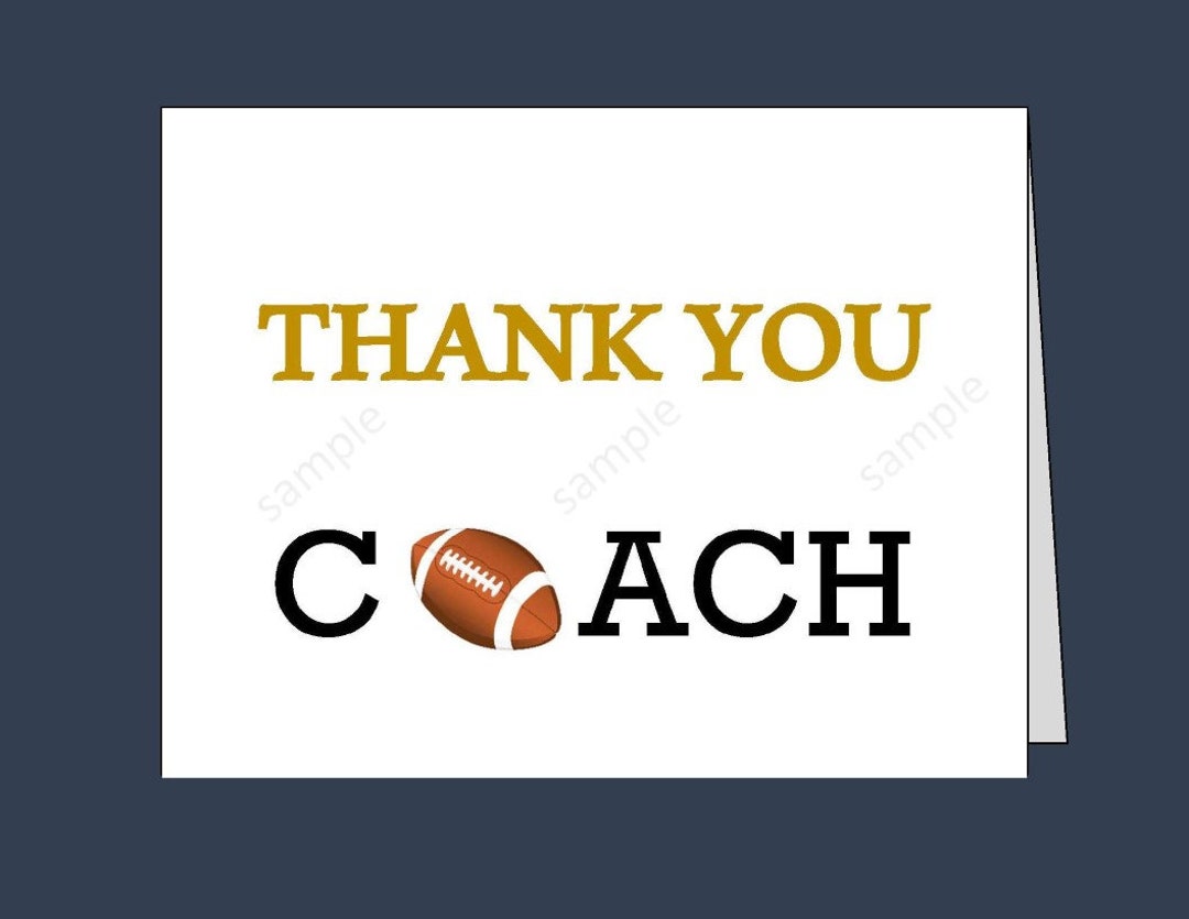 Football Thank You Card / Printable Thank You Cards/ Football Coach ...