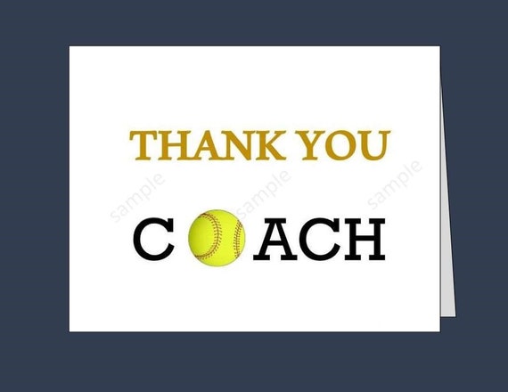 Softball Coach Thank You Card / Printable Thank You Cards/ - Etsy