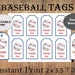 BASEBALL Tags Printable/ Instant Download/ Baseball Party Tags ...