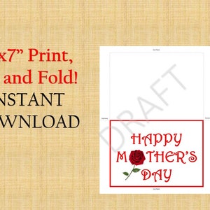 Printable Mother's Day Card Red / Instant Download / Happy Mother's Day ...