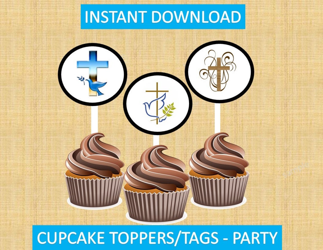 BAPTISM, CONFIRMATION, 1st COMMUNION Cupcake Topper/ Instant Download ...