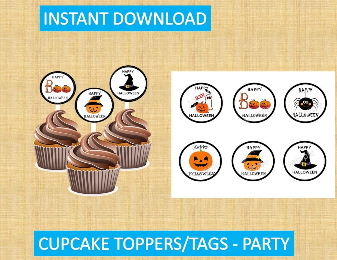 HALLOWEEN Cupcake Topper Printable/ Trick or Treat / Halloween Cake ...