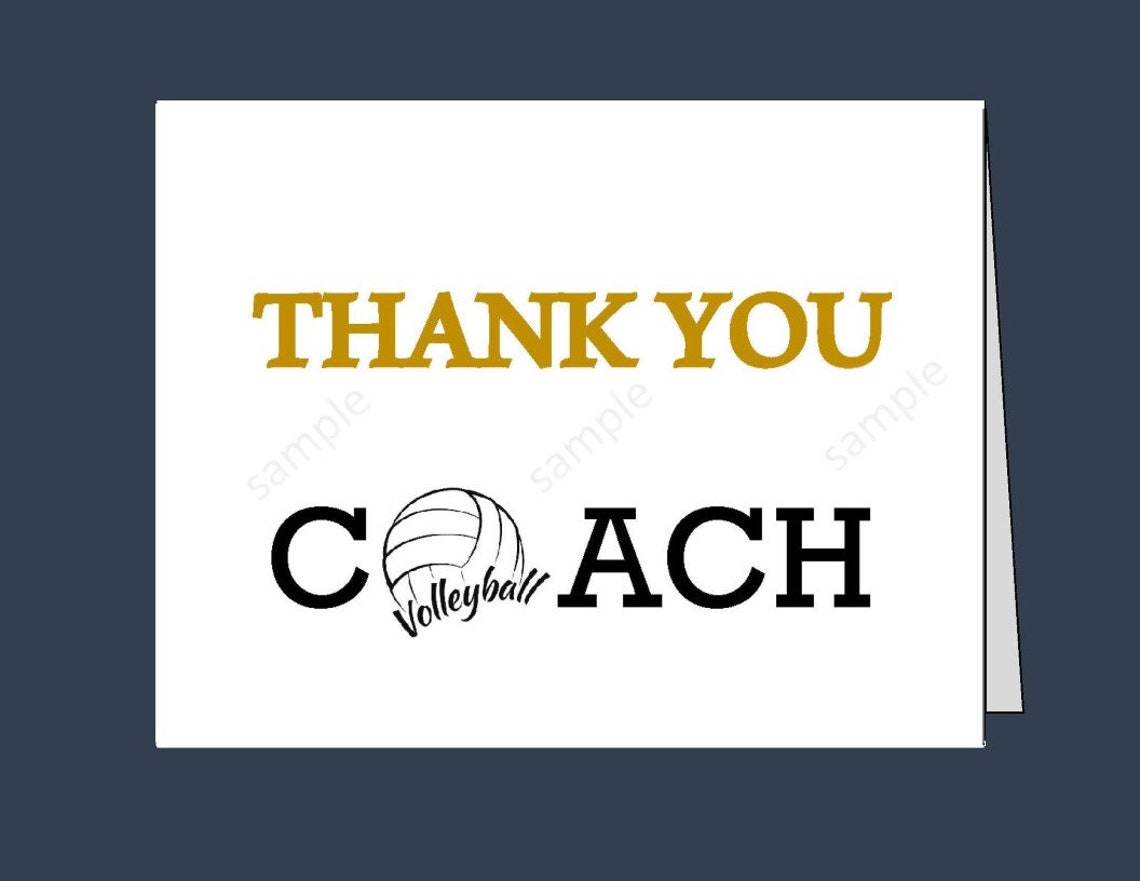 Volleyball Coach Thank You Card (printable PDF) - Etsy