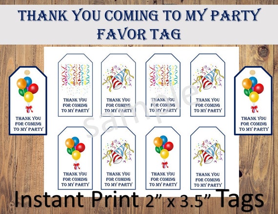 Thank You for Coming to My Party Favor Tags Printable Instant - Etsy