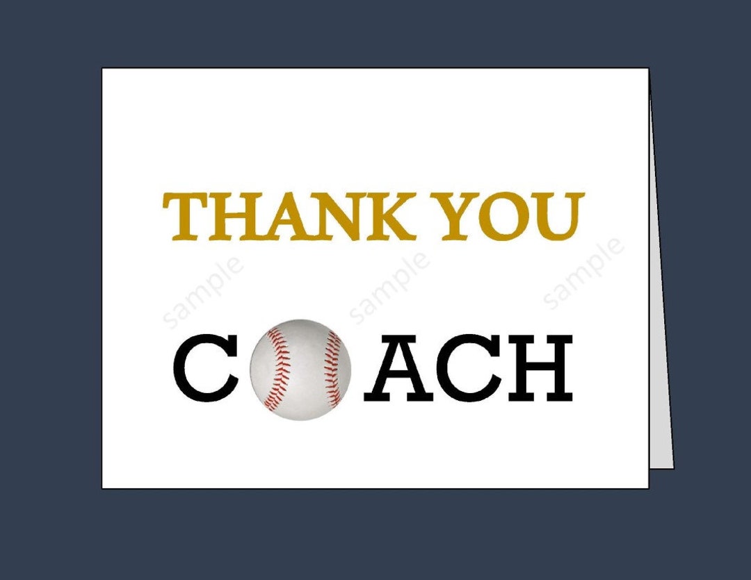 Baseball Thank You Card / Printable Thank You Cards/ Baseball Coach ...