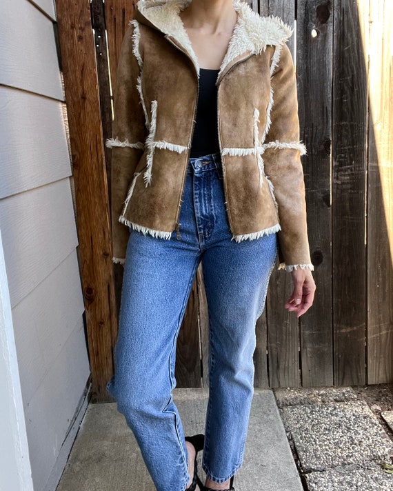 Tsunami Faux Shearling Suede Jacket, Size Small - Gem