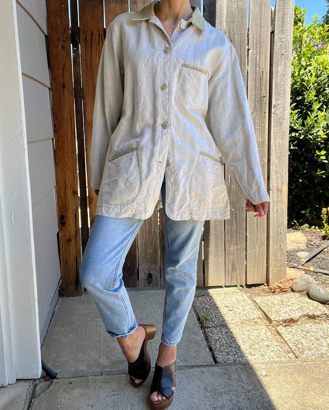Vintage 1990s GAP Linen Chore Coat, Size Large - Etsy