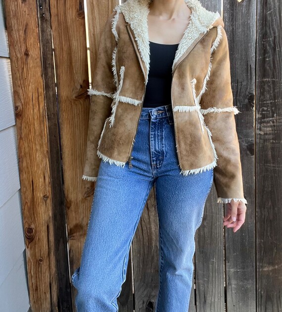 Tsunami Faux Shearling Suede Jacket, Size Small - Gem