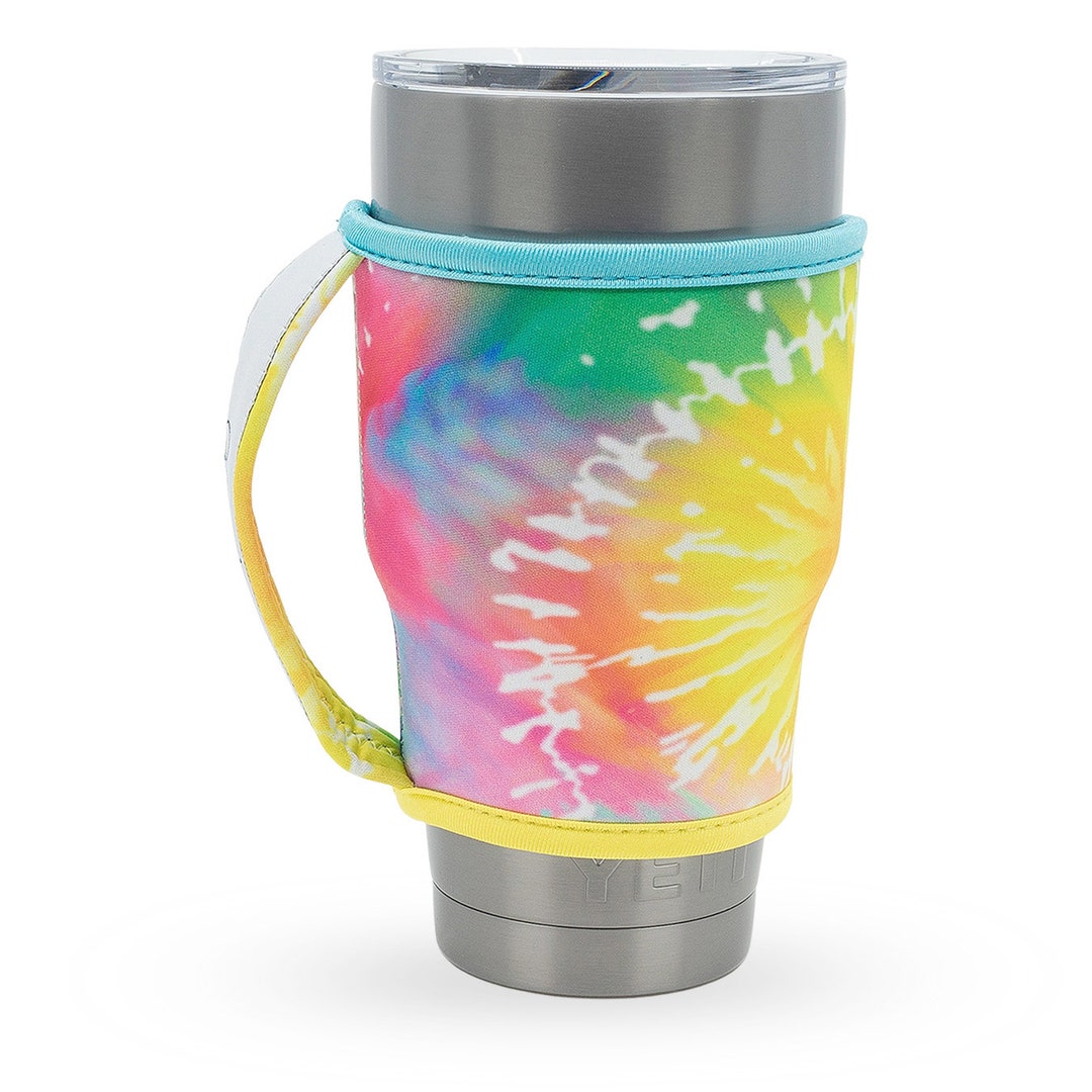 Rainbow Tie Dye Beverage Cozyrainbow Cozy coffee Sleeve With Handle ...