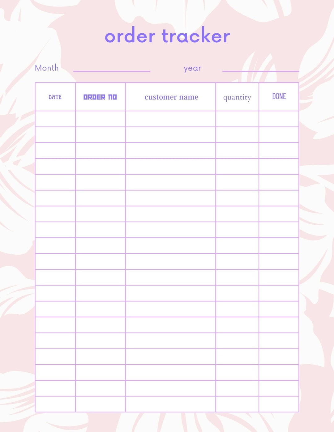 Feminine Order Tracker Planner - Etsy