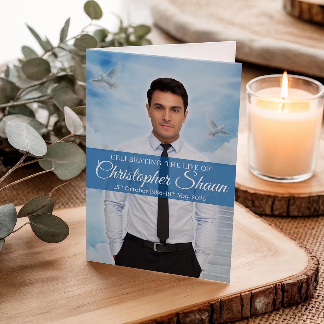 Editable Funeral Booklet Template, Memorial Obituary Program, Folded ...