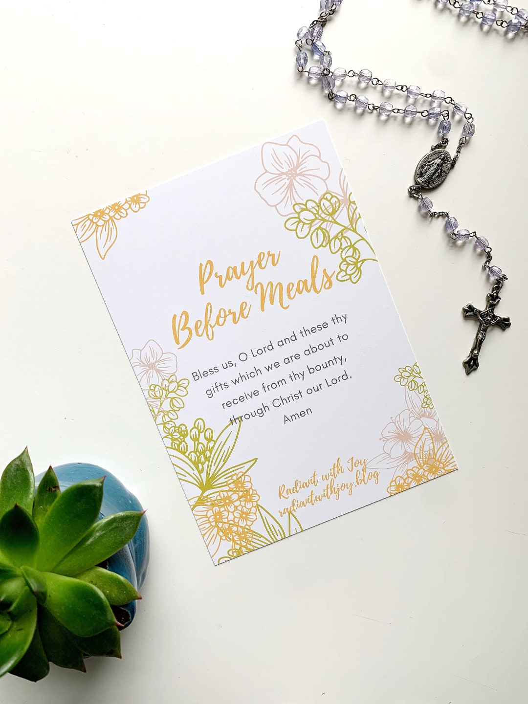 Prayer Before Meals, Prayer After Meals | Catholic Prayer Card | Holy ...