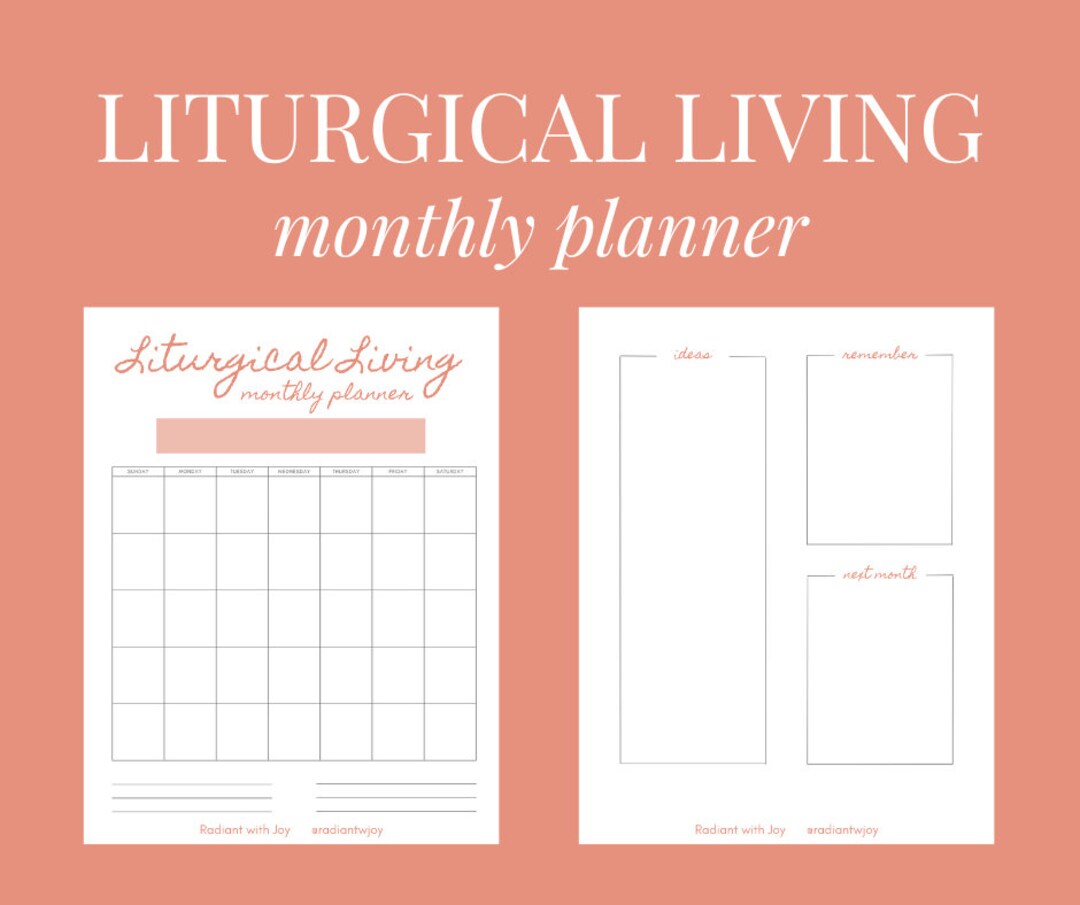 Liturgical Living Monthly Planner, Catholic Planner, Printable Planner ...