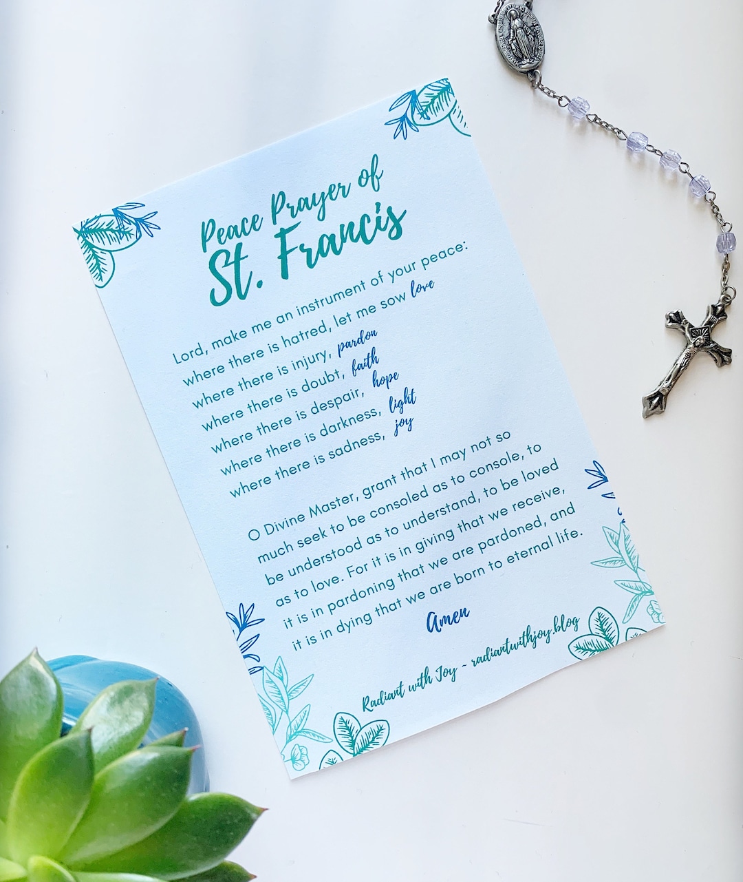 Peace Prayer of Saint Francis | Catholic Prayer Card | Great Gift for ...