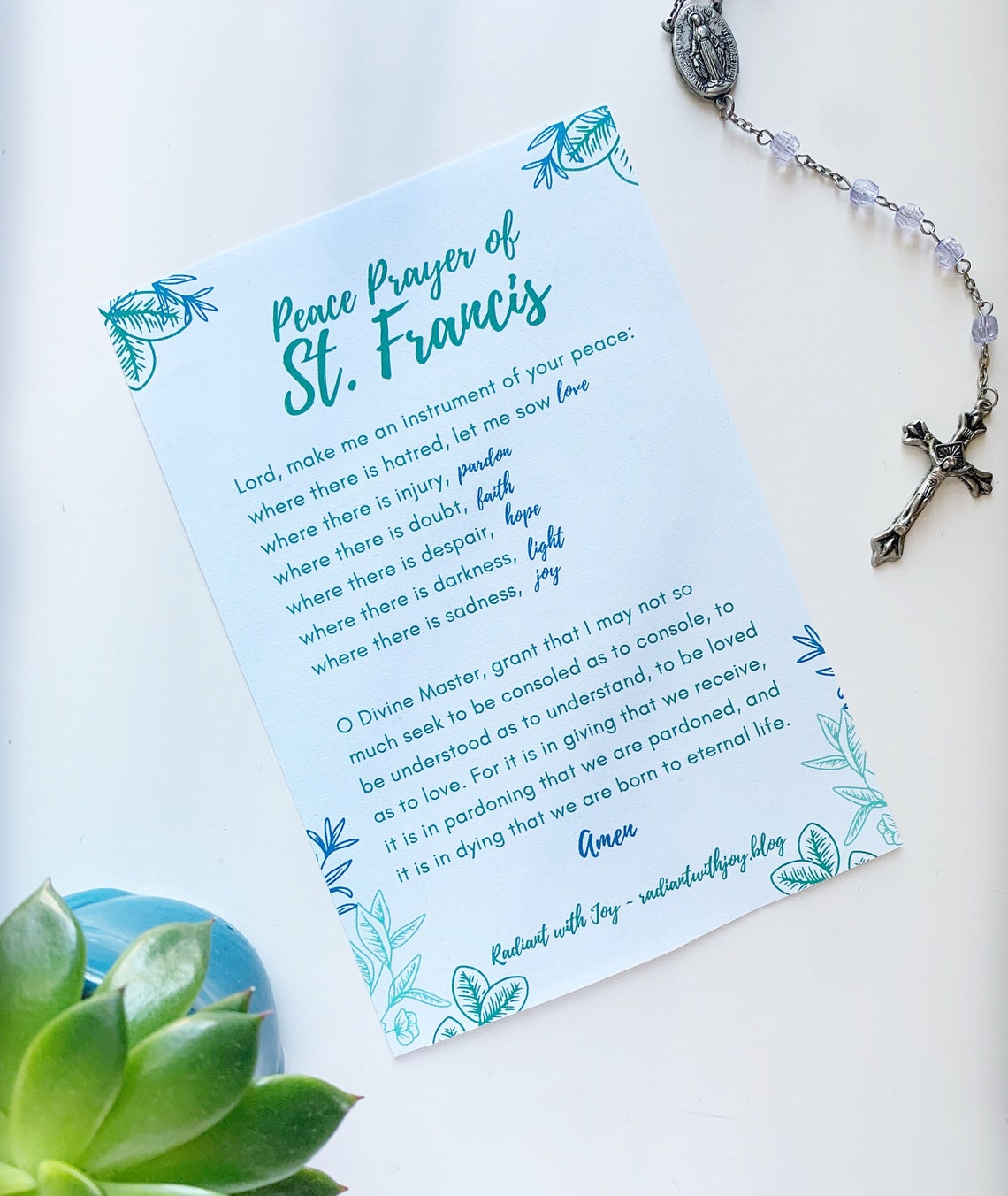 Peace Prayer of St. Francis, Catholic Prayer Card, Digital Download - Etsy