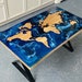 World Map Accent Table, Living Room Epoxy Resin Table, World Map Resin ...