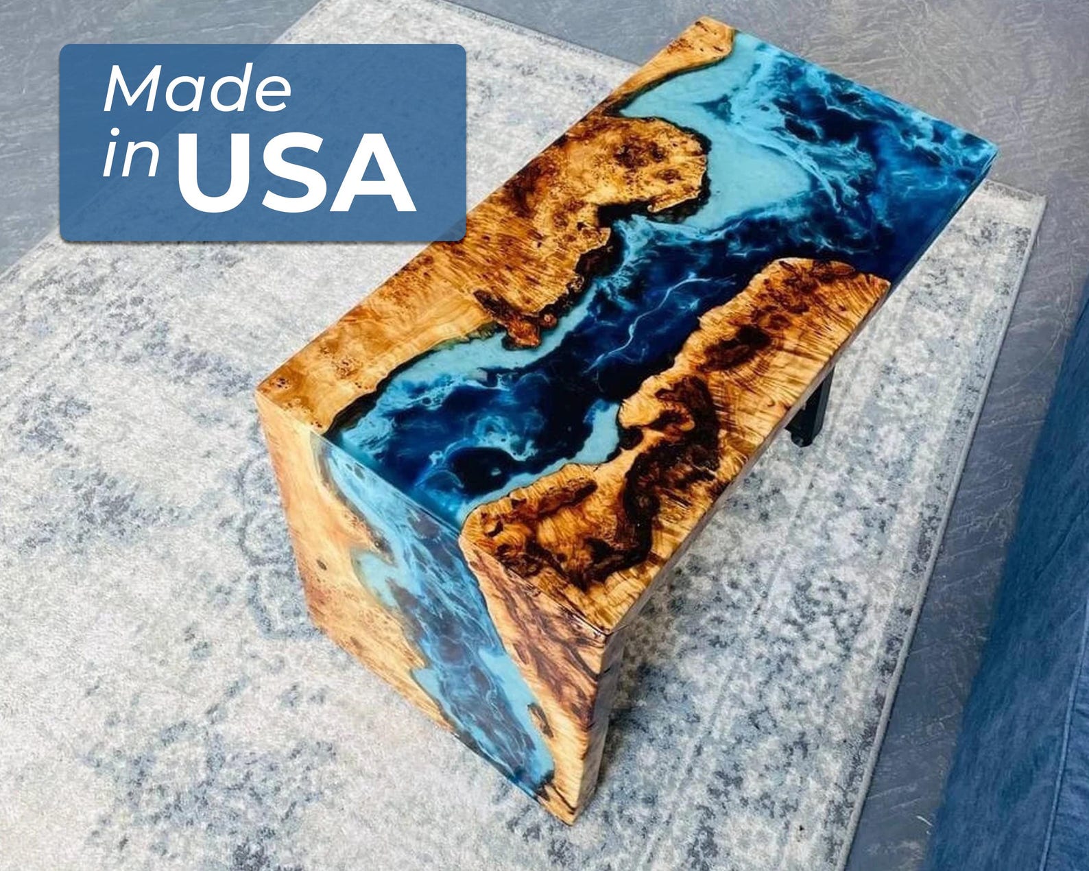 Waterfall Epoxy Coffee Table, Custom Waterfall Epoxy Table, Waterfall ...