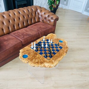 Epoxy Resin Chess Table, Accent Chess Game Table Top, Custom Chess ...