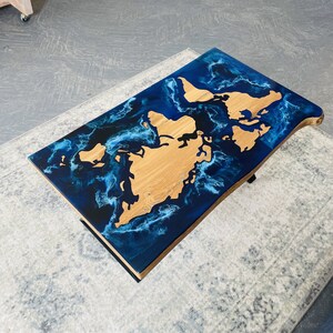 Accent Ocean Center Table, Wood Coffee Table, Unique Table With Map ...
