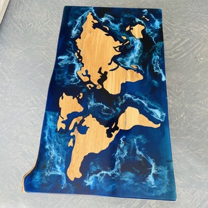 World Map Accent Table, Living Room Epoxy Resin Table, World Map Resin ...