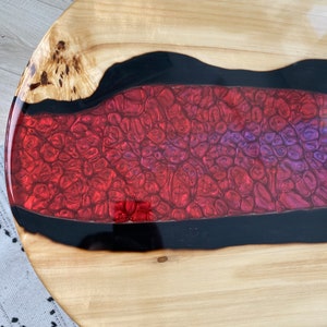 Red Round Epoxy River Table, Round Coffee Table, Wooden Round Table ...