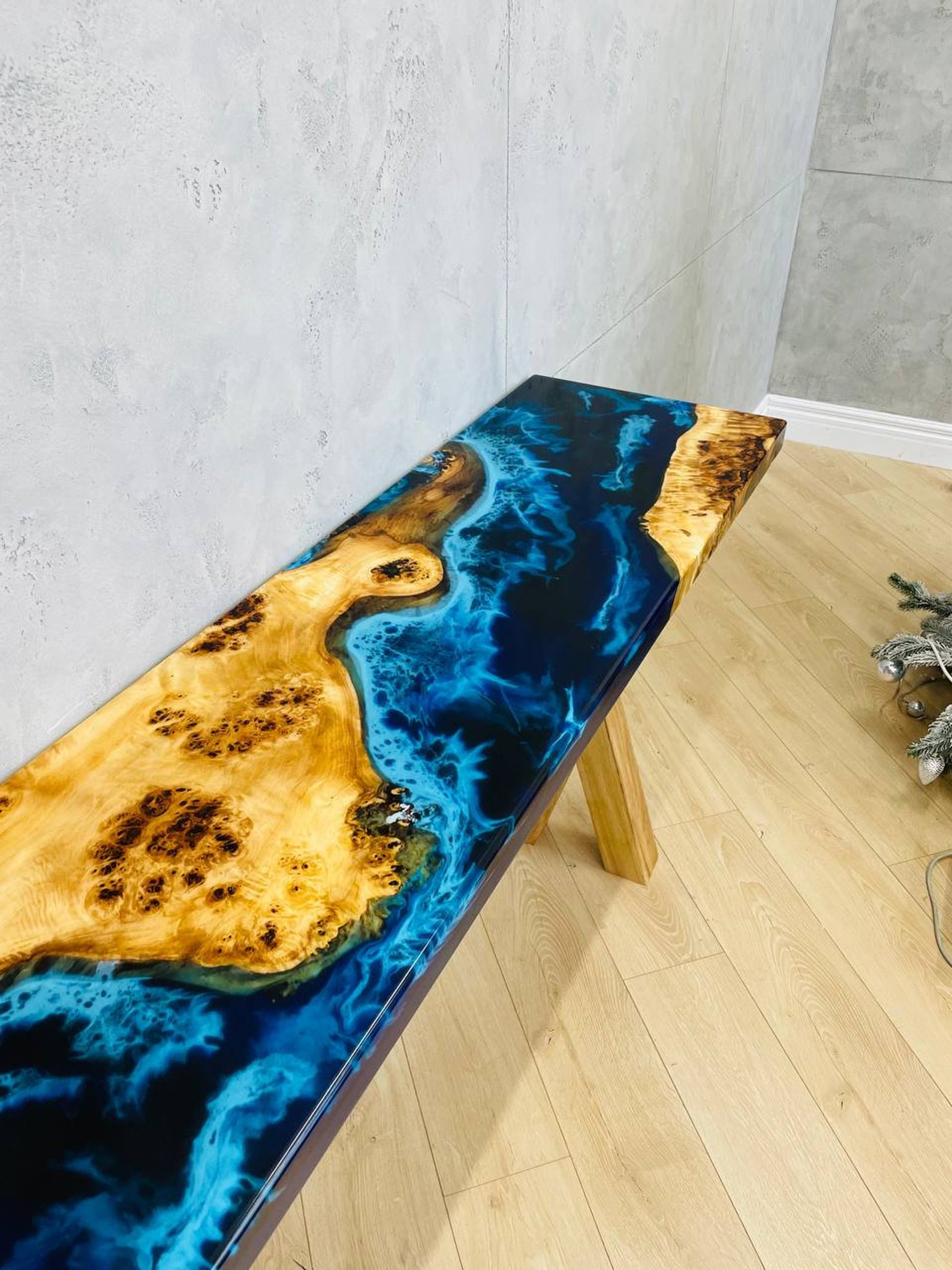 Epoxy Resin Console Table, Epoxy Console Table, Wood Narrow Console ...