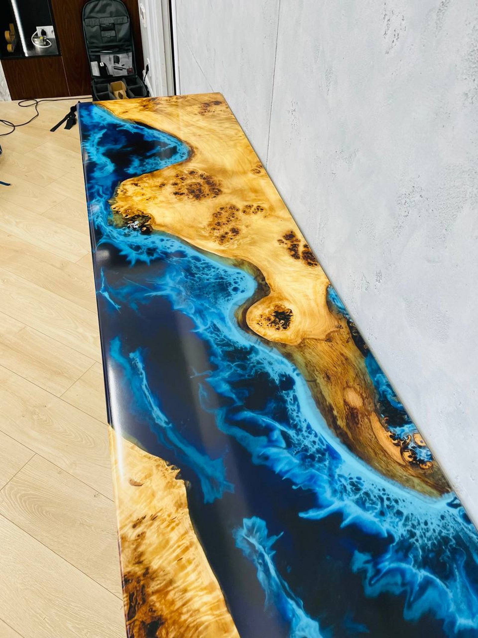 Epoxy Resin Console Table, Epoxy Console Table, Wood Narrow Console ...