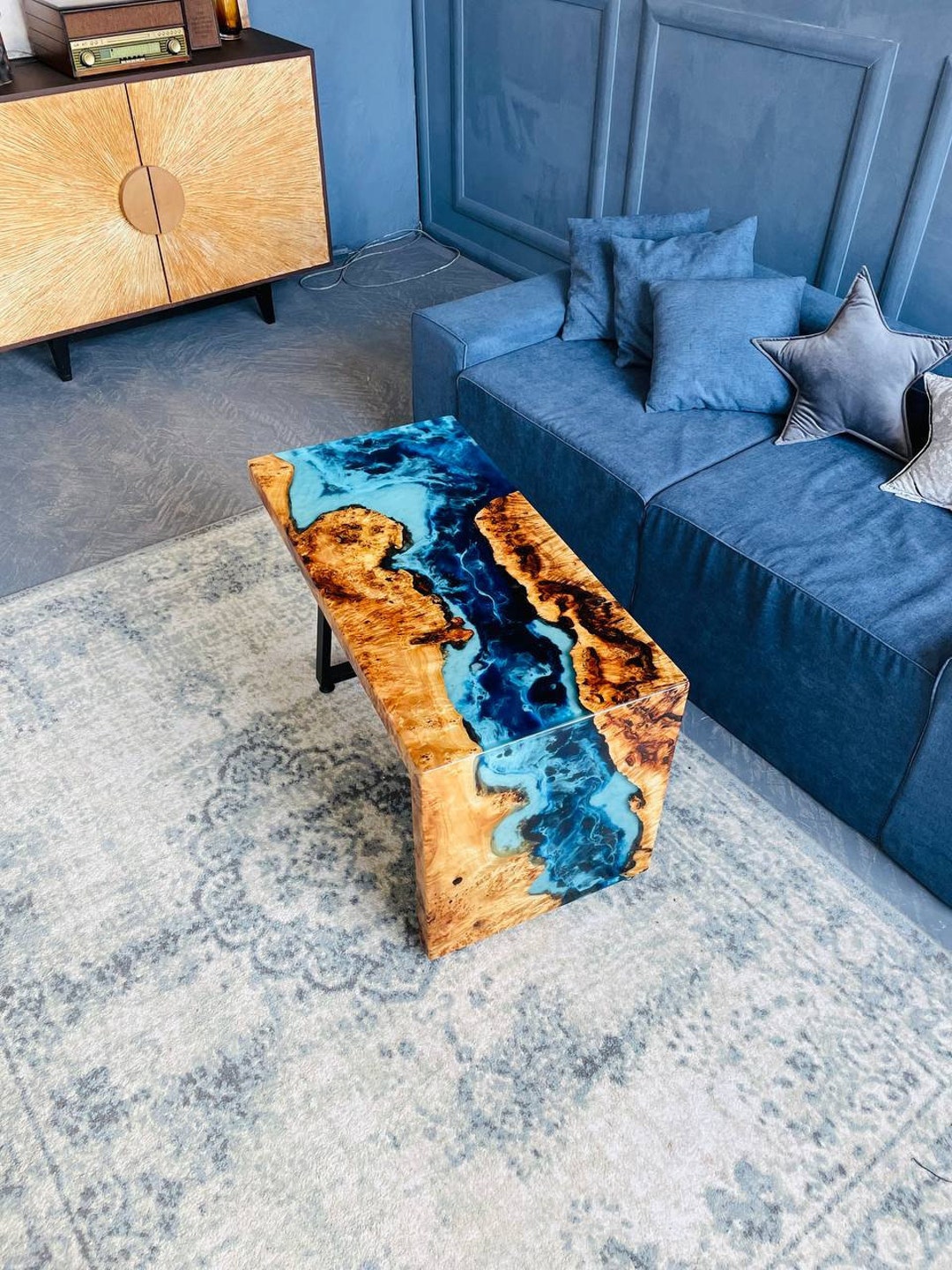 Waterfall Epoxy Table, Waterfall Epoxy Resin Table, Blue Epoxy Coffee ...