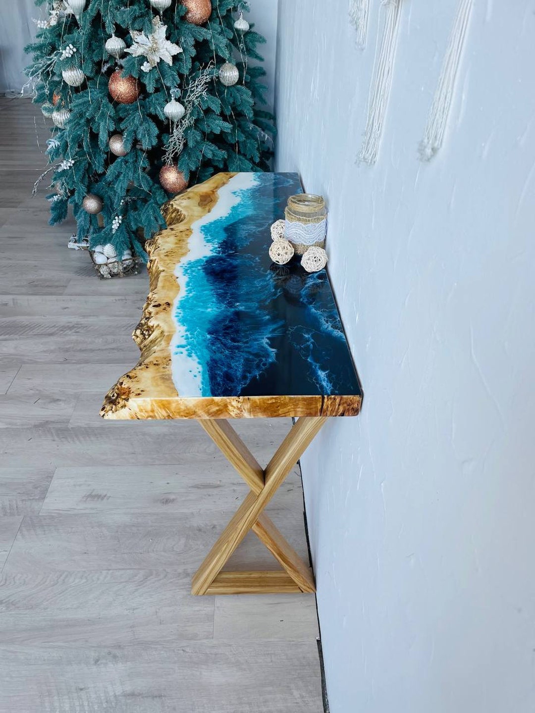 Narrow Console Foyer Table, Live Edge Entry Way Console Table, Wood ...