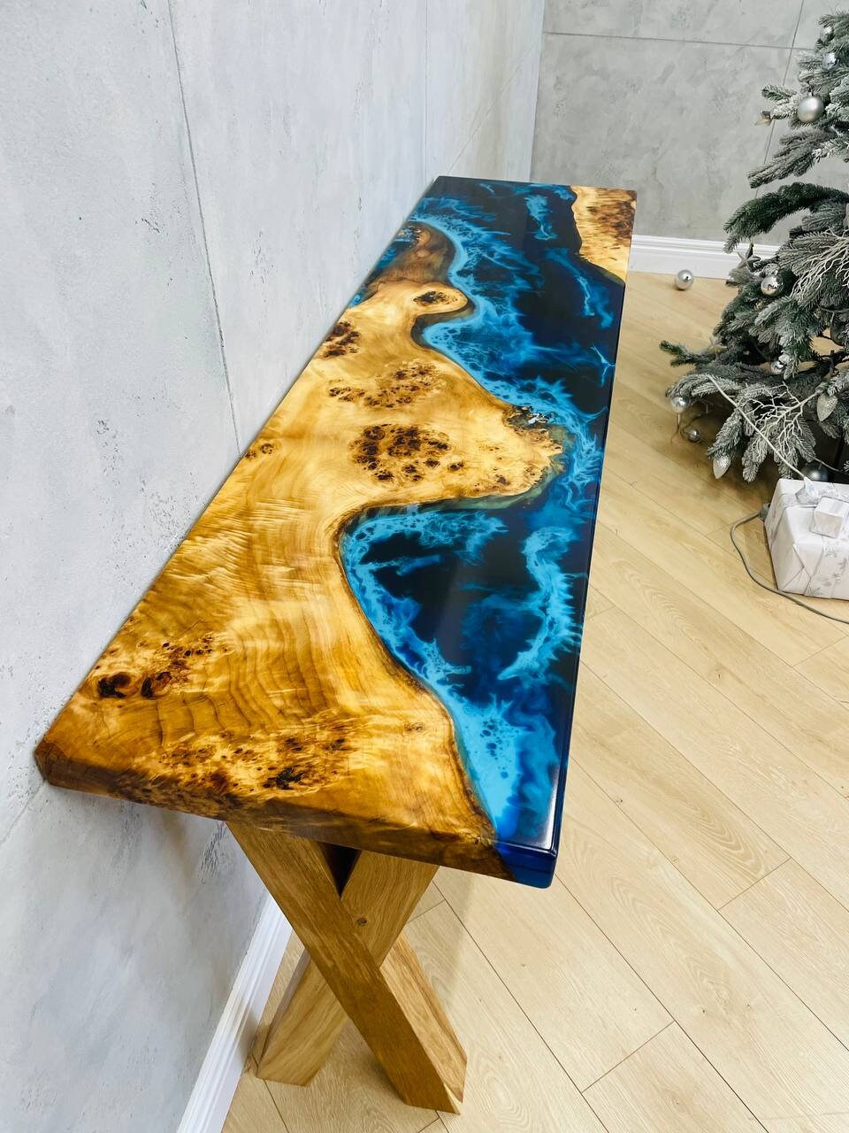 Epoxy Resin Console Table, Epoxy Console Table, Wood Narrow Console ...