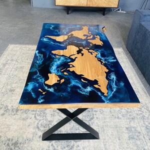 Accent Ocean Center Table, Wood Coffee Table, Unique Table With Map ...
