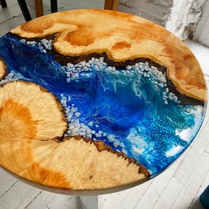 Epoxy Resin River Table, Round Epoxy River Coffee Table, Unique Hand ...
