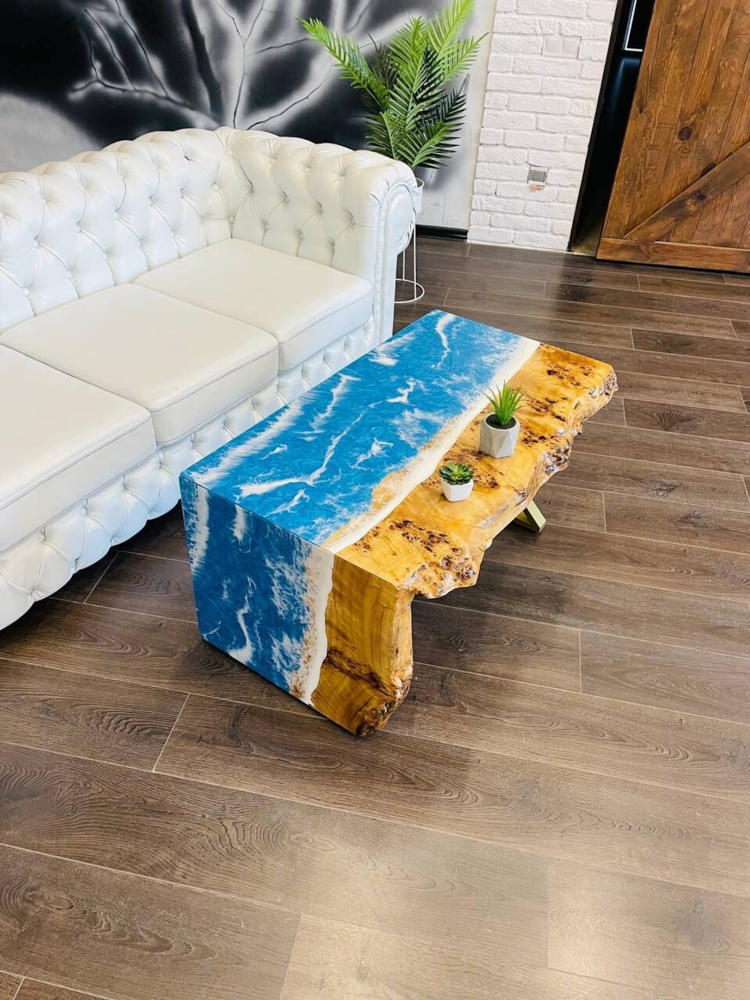Waterfall Epoxy Coffee Table Waterfall Blue Epoxy Ocean Wave - Etsy