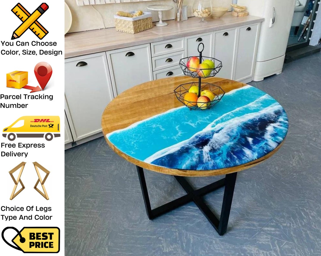 Round Oak Wood Table Custom River Table Round Dining Tables - Etsy