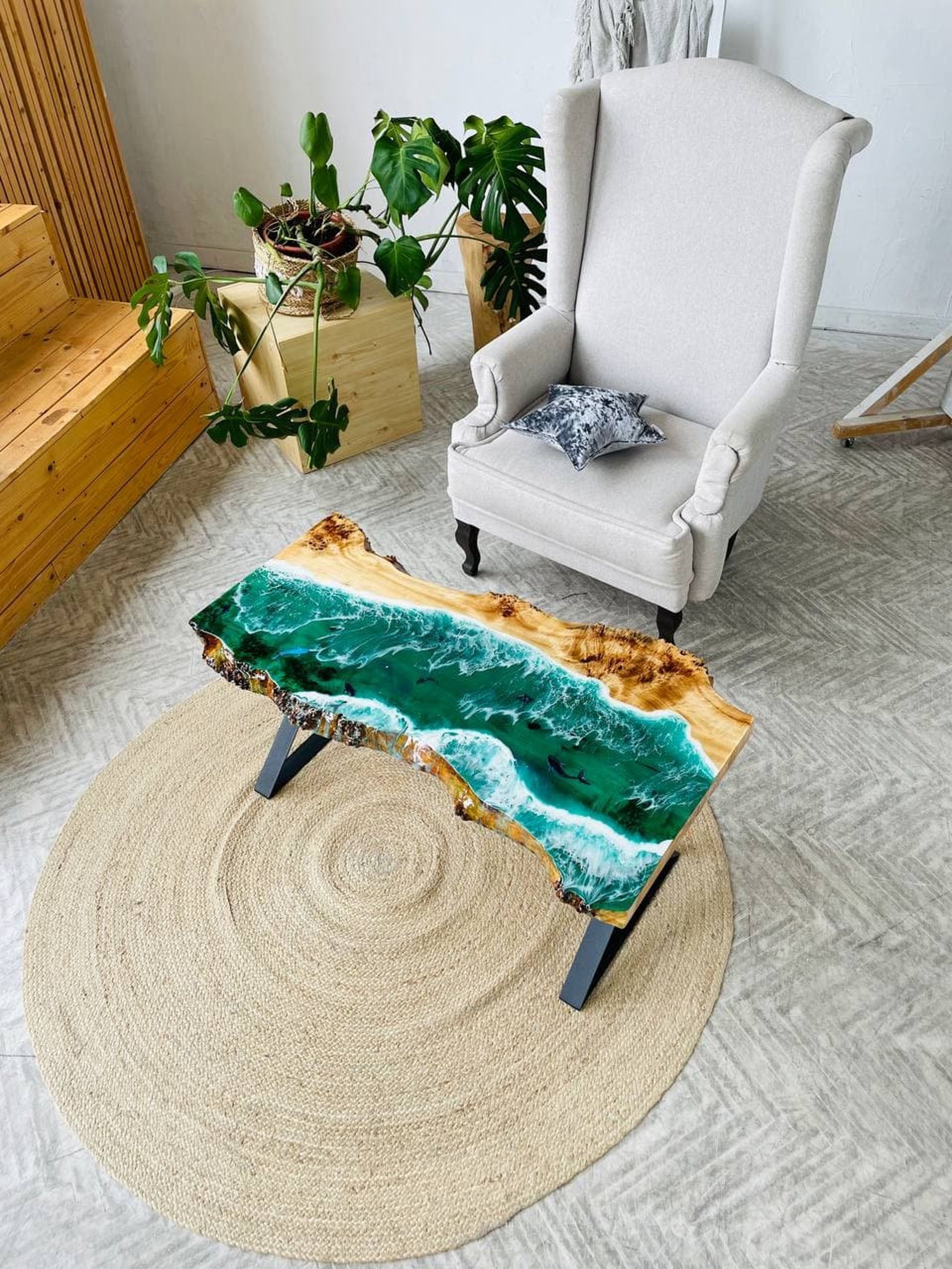 Resin Epoxy Table, Ocean Wave Epoxy Table, Custom Dining Table, Table ...