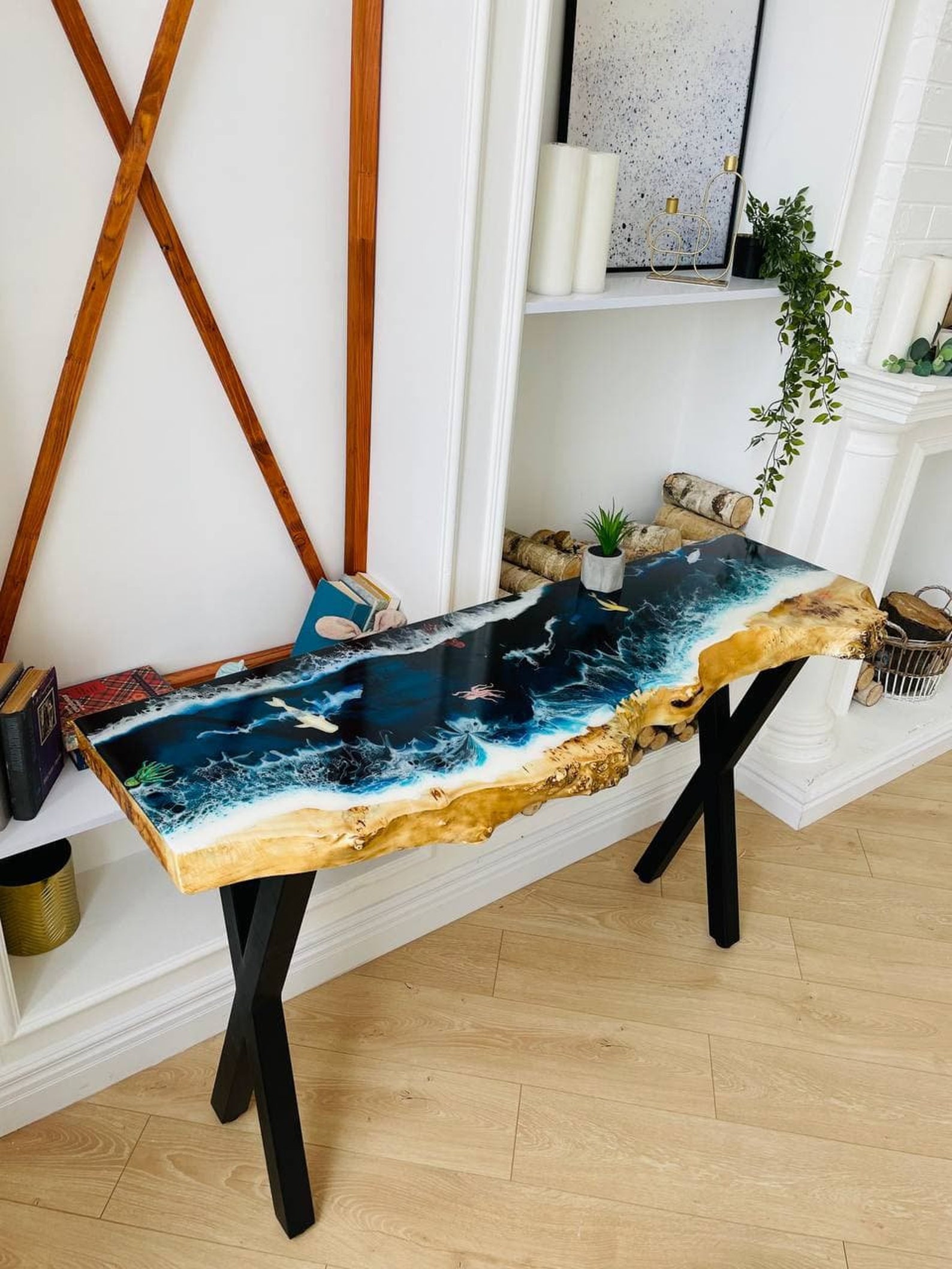 Epoxy Entryway Table Epoxy Ocean Console Live Edge Entry Table, Epoxy ...