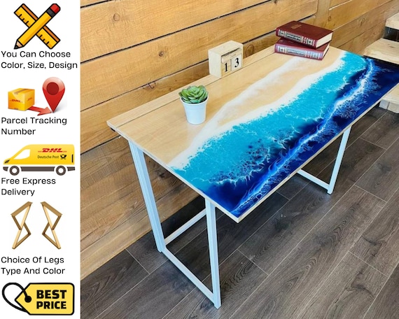 Custom Office Wooden Desk Epoxy Computer Desk Office Working - Etsy