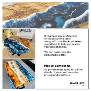 Epoxy Resin Ocean Table Top, Coastal Rectangular Coffee Table, Epoxy ...