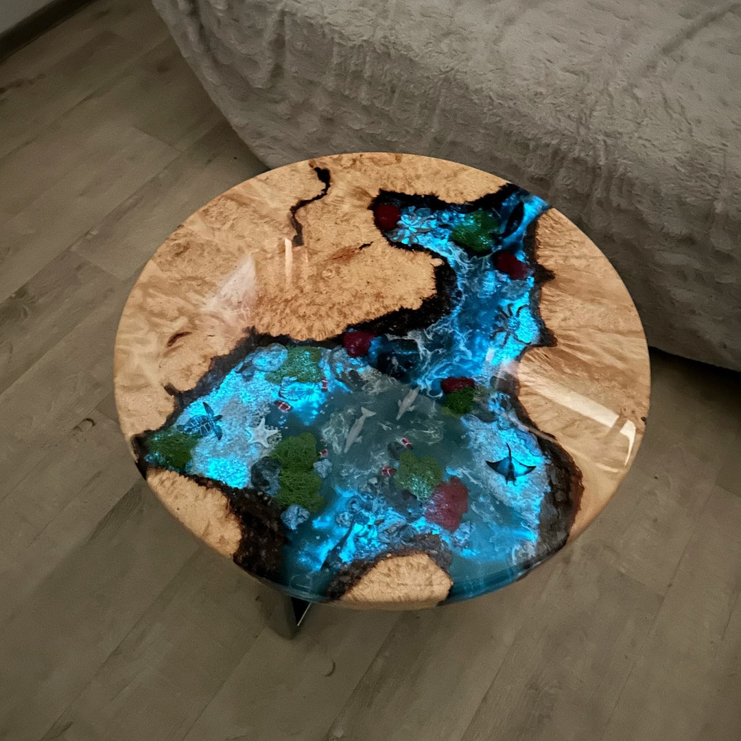 Illuminating Coffee Table, Koi Pond Table, Epoxy Glow in the Dark Resin ...