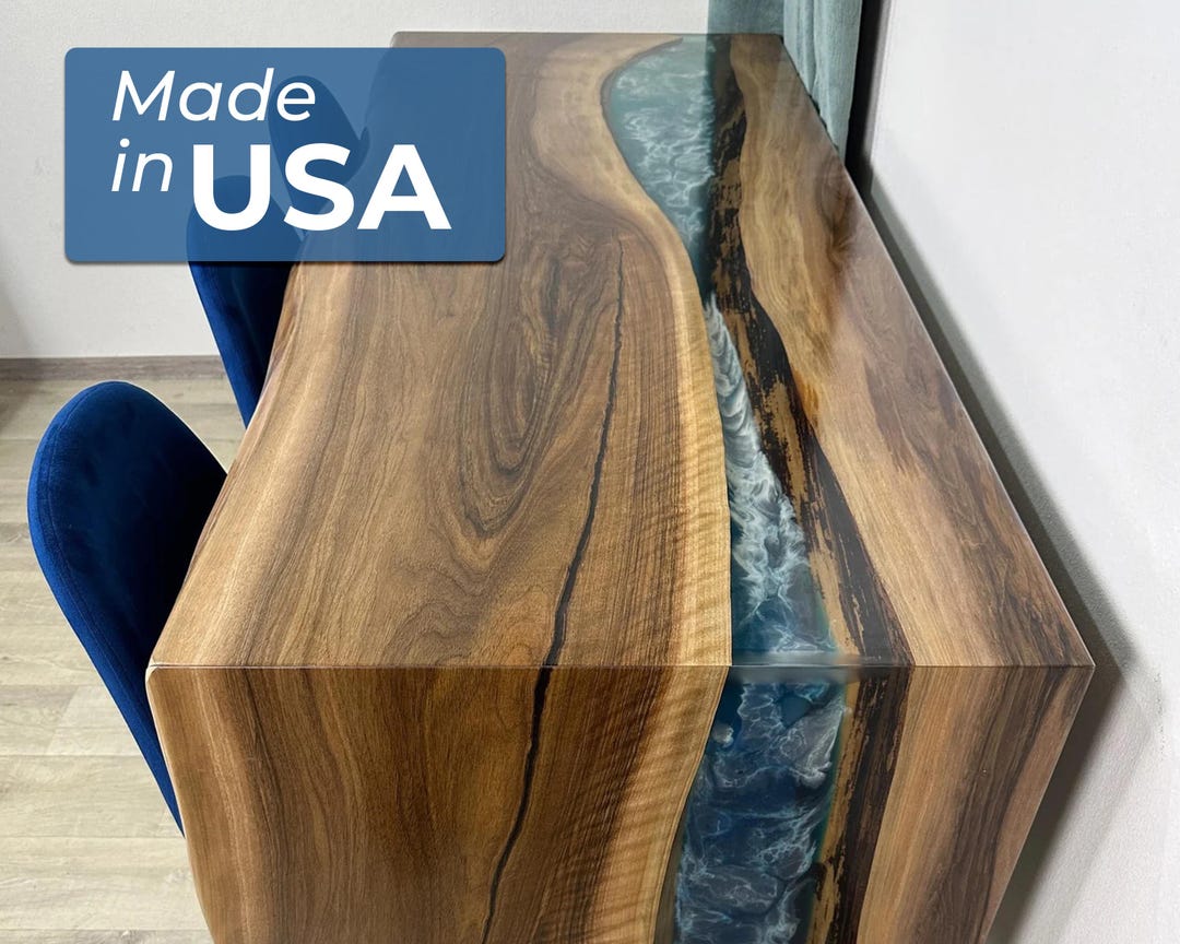 Conference Epoxy Desk, Custom Epoxy Dining Room Waterfall Table, Large ...
