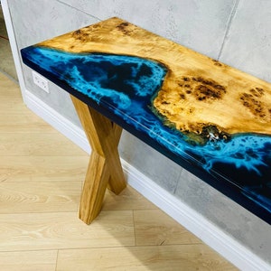 Epoxy Resin Console Table, Epoxy Console Table, Wood Narrow Console ...