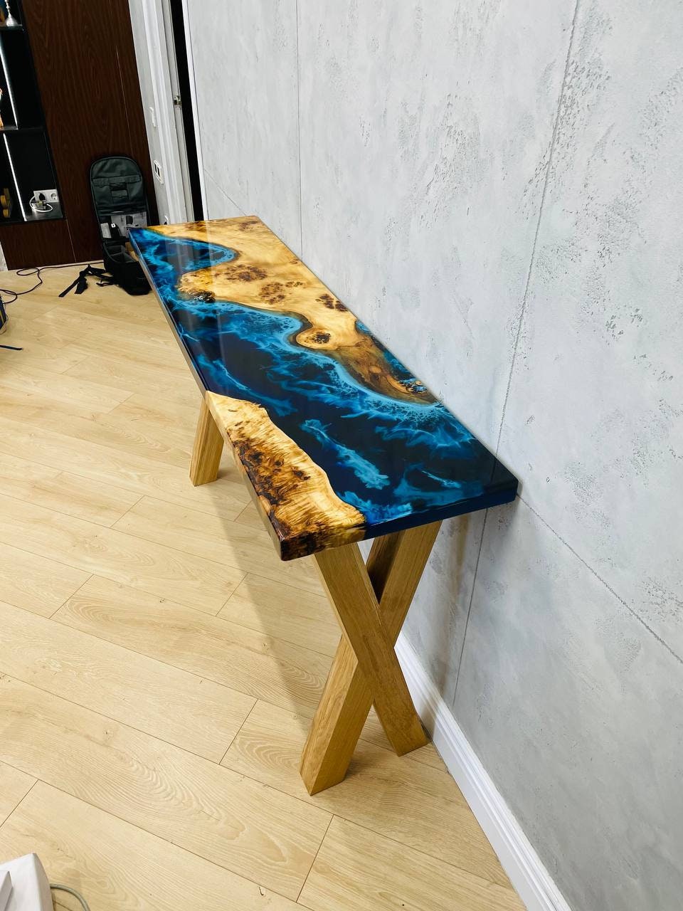 Epoxy Resin Console Table, Epoxy Console Table, Wood Narrow Console ...
