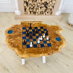 Custom Chess Table, Accent Epoxy Tables, Handmade Chess Table Board ...
