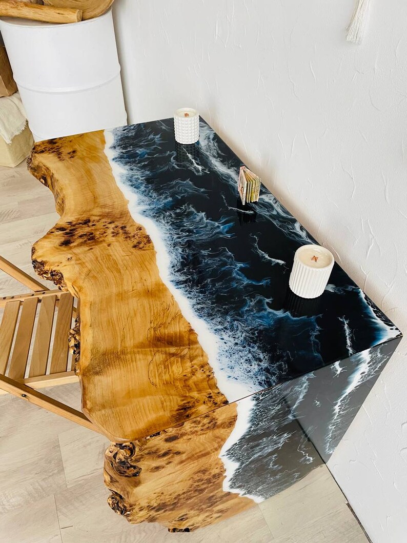 Live Edge Epoxy Desk Epoxy Resin Computer Desk Custom Maple - Etsy