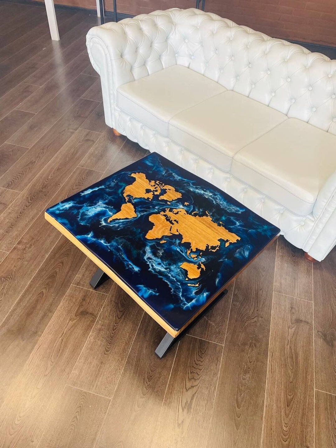 Map World Epoxy Resin Coffee Table, Custom Epoxy Resin Table, Ocean ...