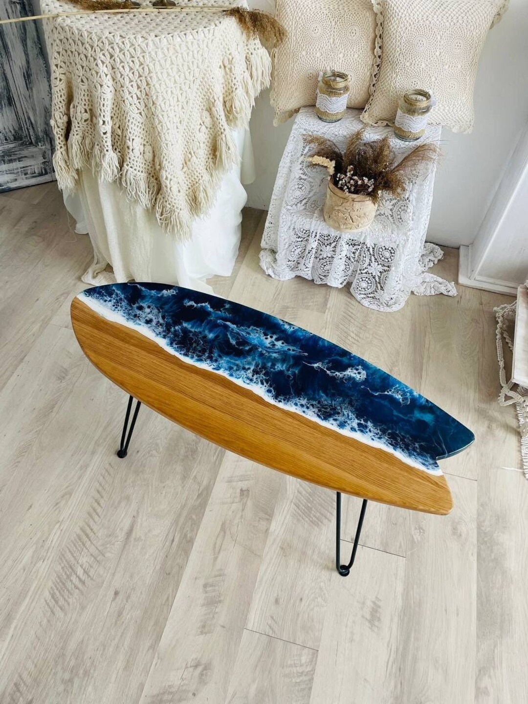 Resin Beach Art Surfboard Resin Tables Ocean Wall Art Epoxy - Etsy