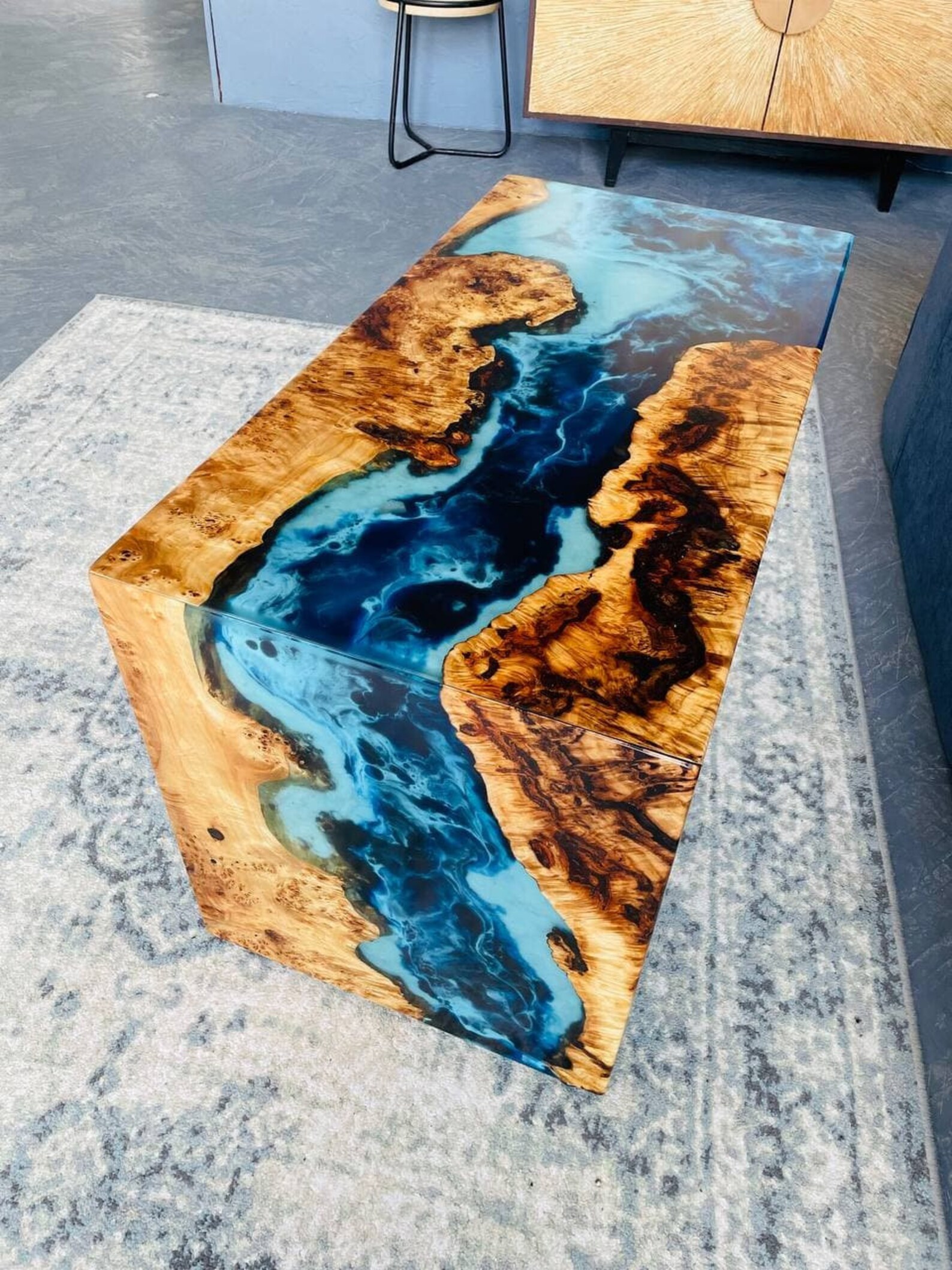 Waterfall Epoxy Coffee Table, Custom Waterfall Epoxy Table, Waterfall ...