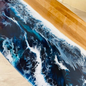 Surfboard Coffee Table, Epoxy and Wood Surfboard, Ocean Resin Coffee ...