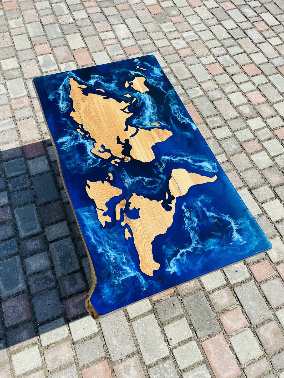 Wooden World Map Epoxy Table, Epoxy Resin Coffee Table, Resin World Map ...